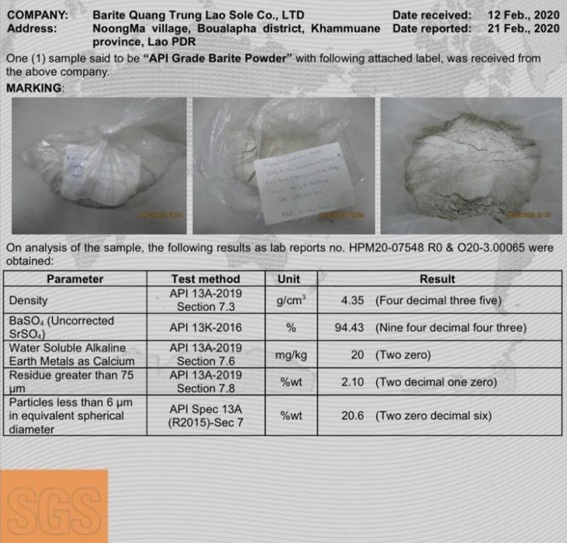 API BARITE POWDER